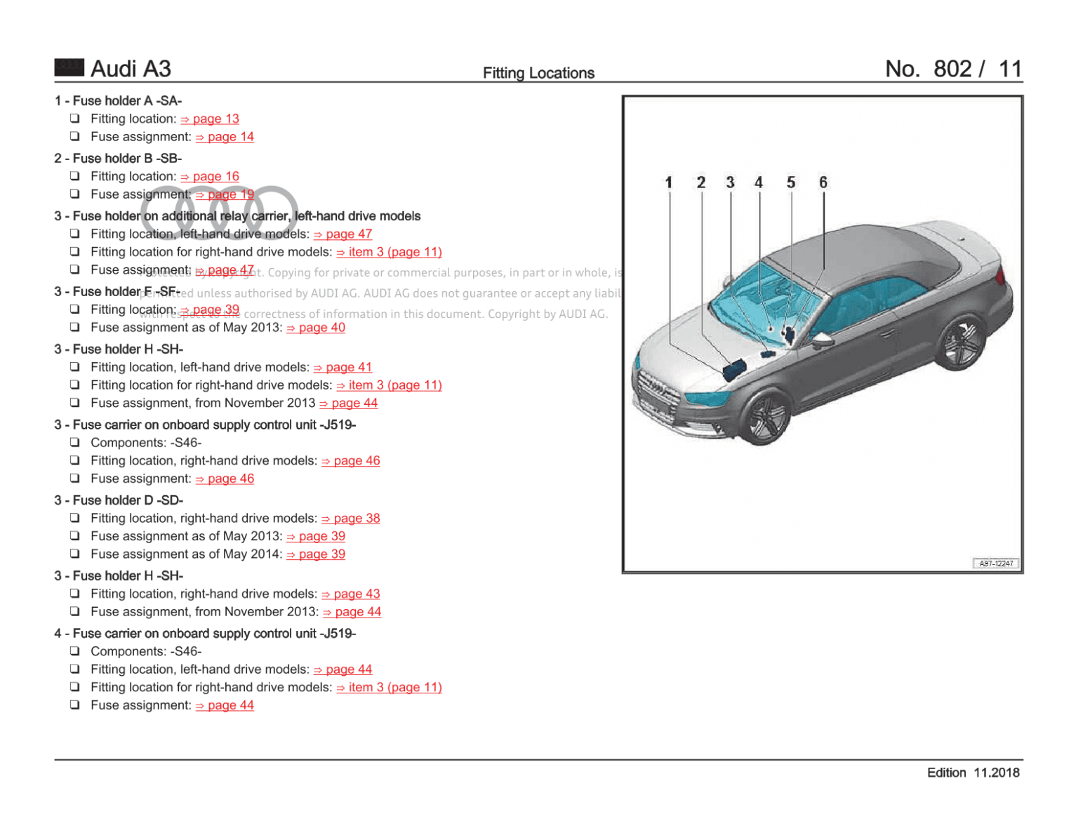 Audi A3 (8V) EWD Electrical Wiring Diagram & Fitting Locations - OBDTotal