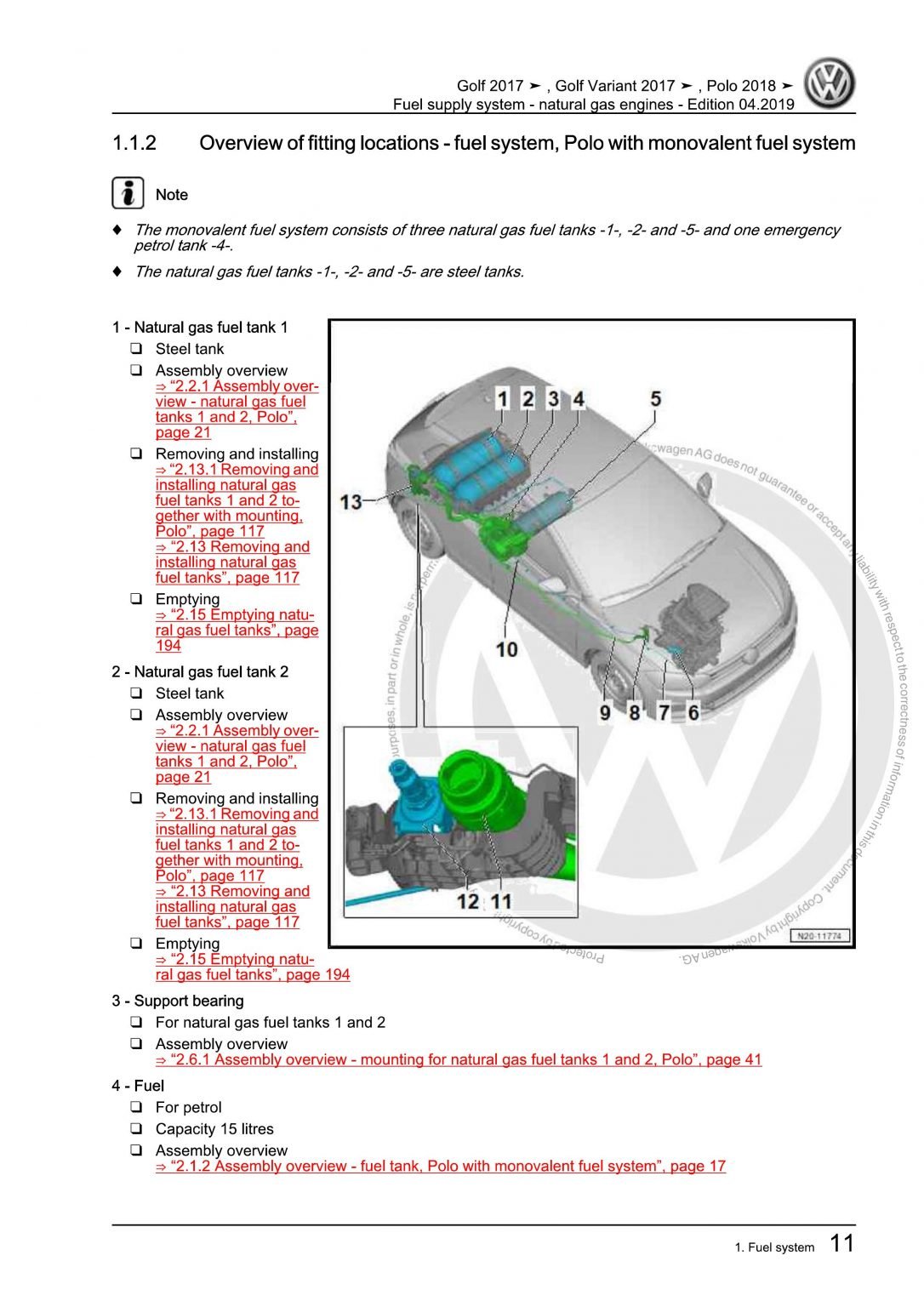 VW Natural Gas Engines Fuel Supply System OEM Workshop Manual | OBDTotal