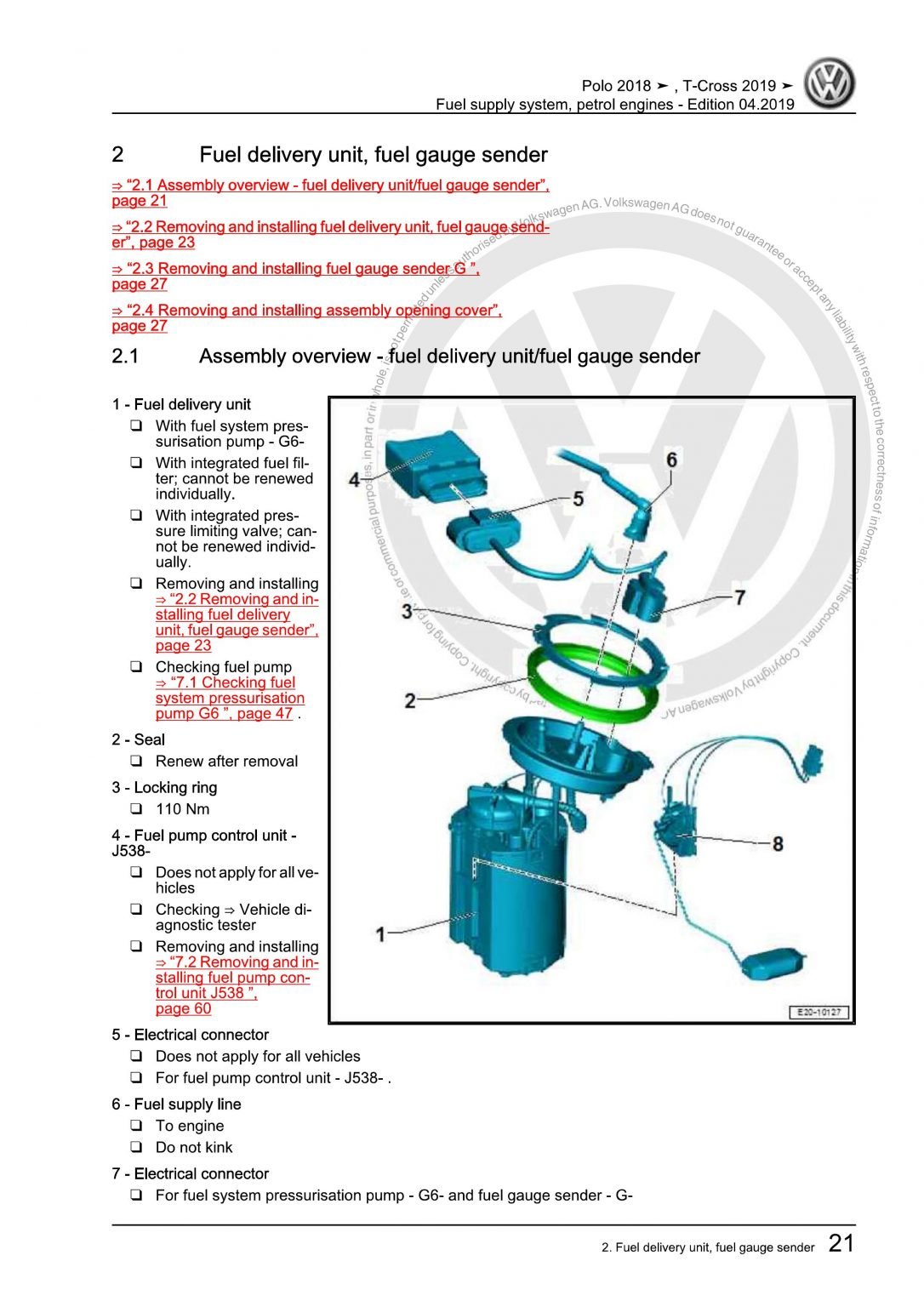 VW Petrol Engines Fuel Supply System OEM Workshop Manual | OBDTotal