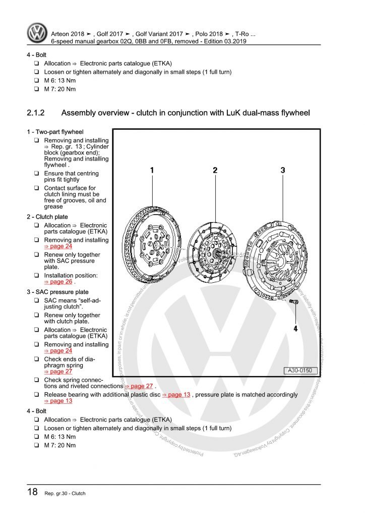 VW 6-Speed Manual Clutch Gearbox 02Q/0BB/0FB OEM Workshop Manual - OBDTotal