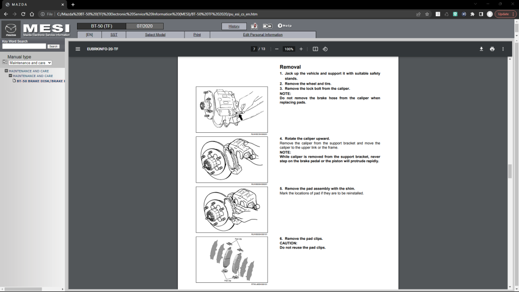 Mazda BT-50 (TF) Electronic Service Information (MESI) - OBDTotal