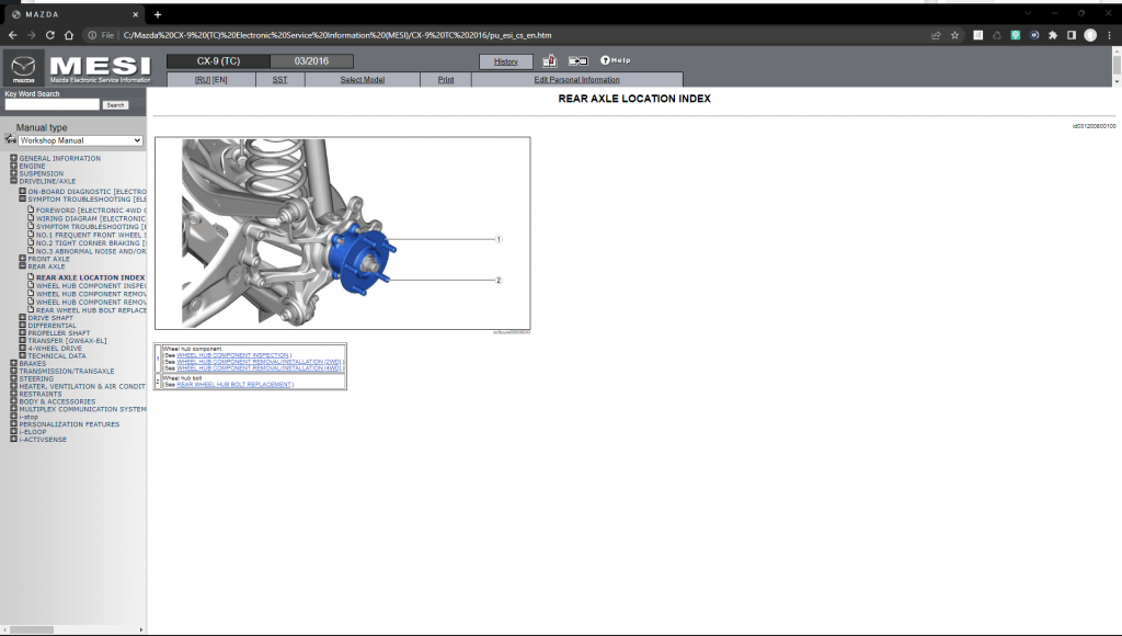 Mazda CX-9 (TC) Electronic Service Information (MESI) - OBDTotal
