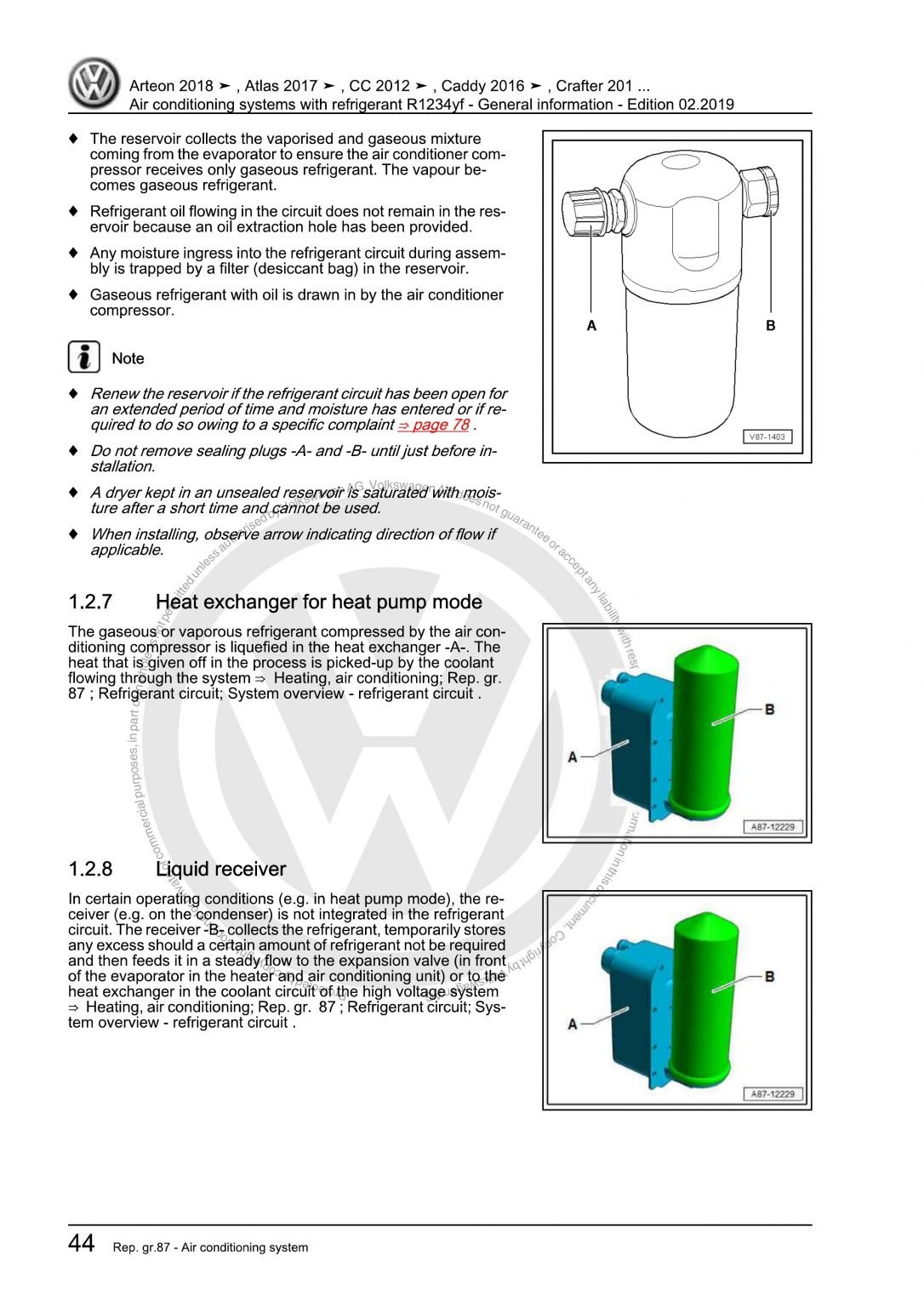 VW Air Conditioning Systems With Refrigerant R1234YF General ...