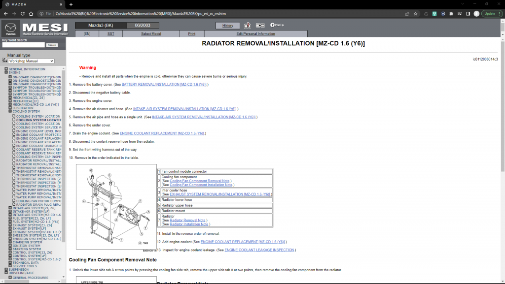 Mazda3 (BK) Electronic Service Information (MESI) - OBDTotal