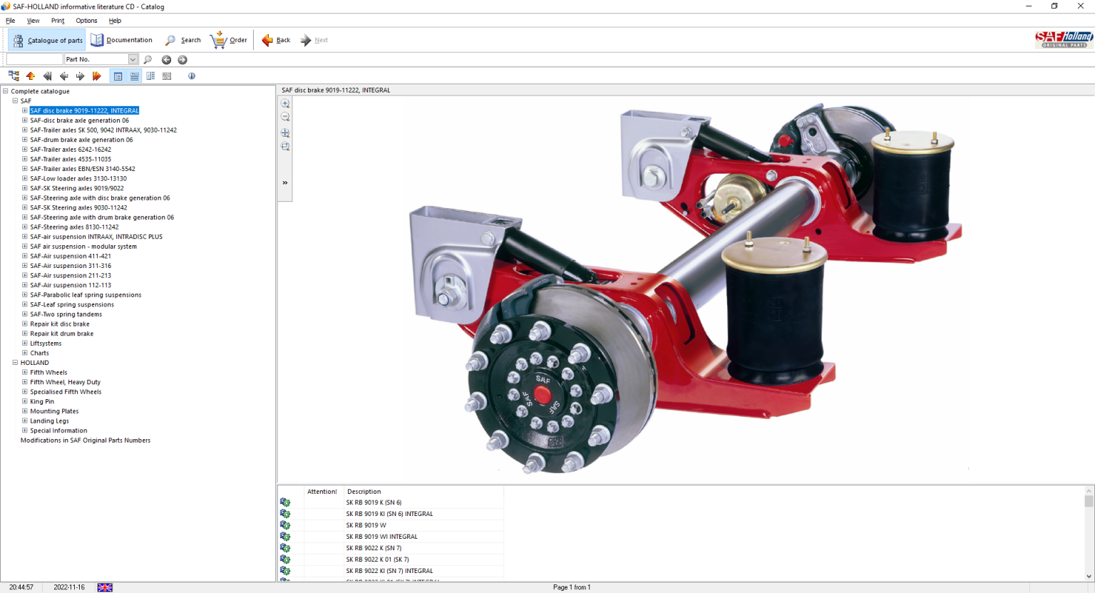 SAF-Holland OEM Axles & Suspension Systems Identification Spare Parts ...