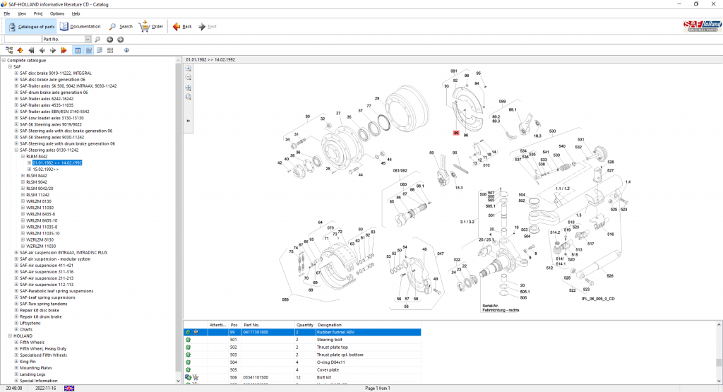 SAF-Holland OEM Axles & Suspension Systems Identification Spare Parts ...