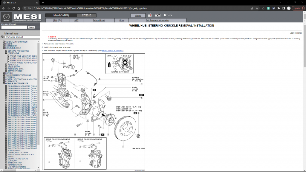 Mazda3 (BM) Electronic Service Information (MESI) - OBDTotal