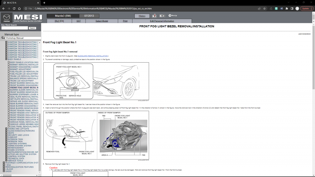Mazda3 (BM) Electronic Service Information (MESI) - OBDTotal