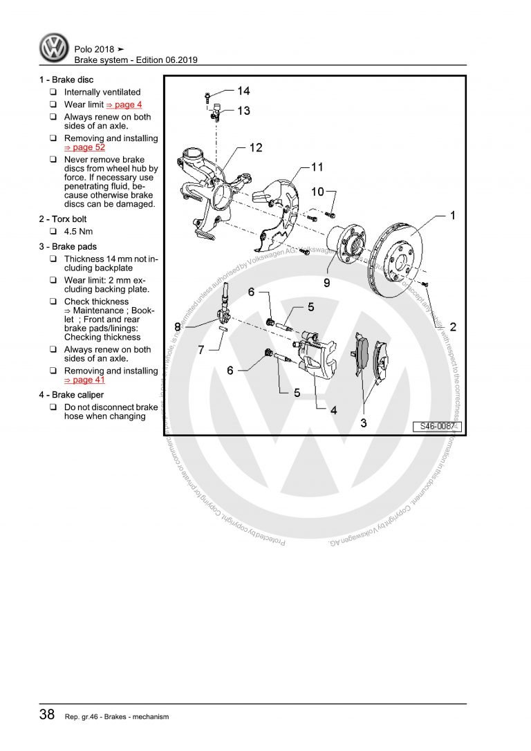 VW Polo Brake System OEM Workshop Manual | OBDTotal