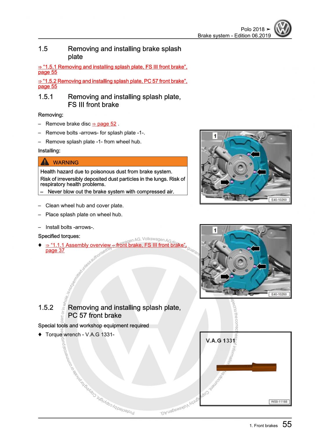 VW Polo Brake System OEM Workshop Manual | OBDTotal