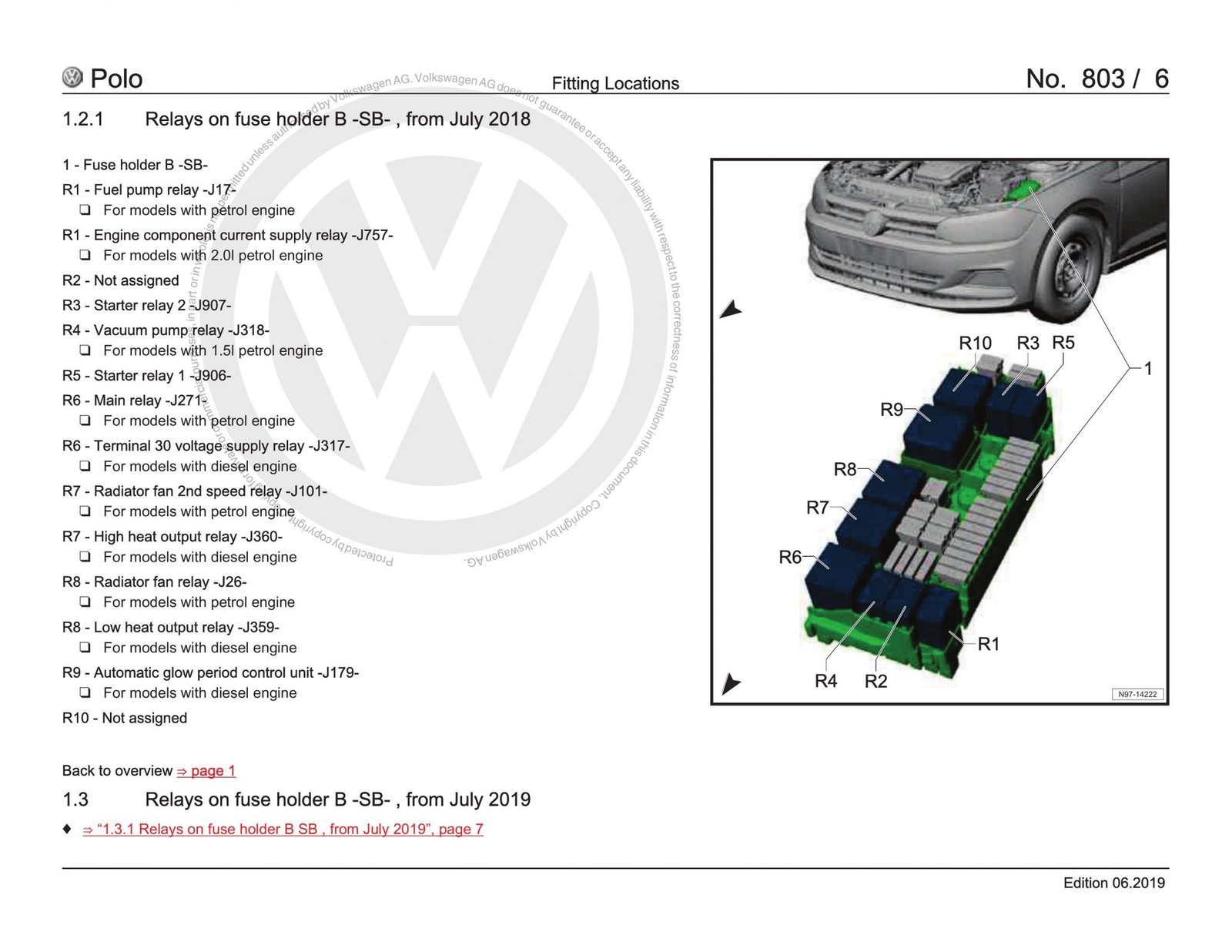 VW Polo (AW/BZ) Fuse Assignment OEM Electrical Wiring Diagrams | OBDTotal